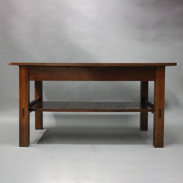Antique Arts and Crafts Gustav Stickley Mission Oak Library Table ...