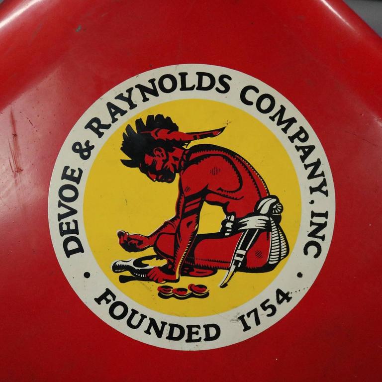 Devoe Paint Red and White Tin Advertising Sign, Native American Logo ...