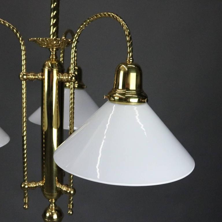 Vintage French Brass Three-Light Twisted Rope Hanging Fixture, 20th ...