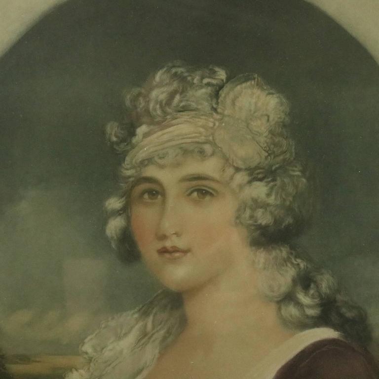 Antique British John Cother Webb Mezzotint Bust of Young Woman Signed ...