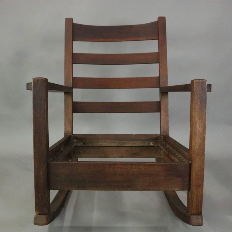 Early Signed Arts and Crafts Gustav Stickley Oversized Mission Oak ...