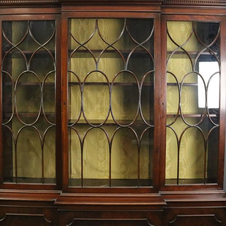 Antique Federal Style Handmade Mahogany Two-Piece Breakfront Cabinet at ...