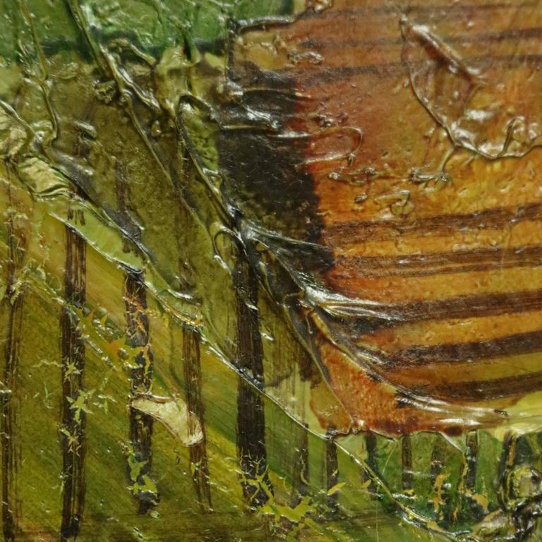 Abstract Expressionist Oil on Canvas Landscape Painting Signed W ...