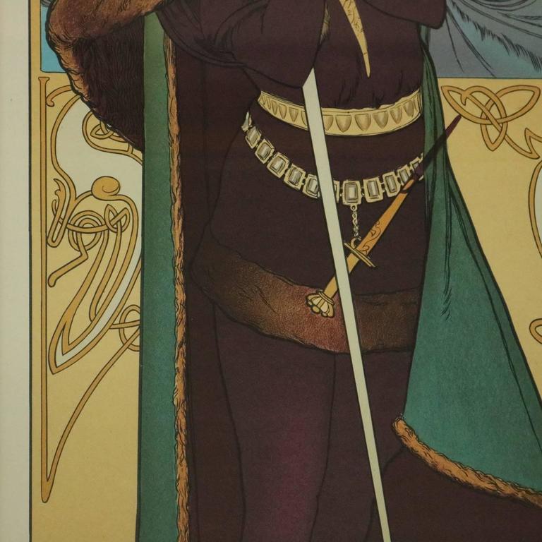 Alphonse Mucha Lithograph "Hamlet" with Sarah Bernhardt Theater Poster ...