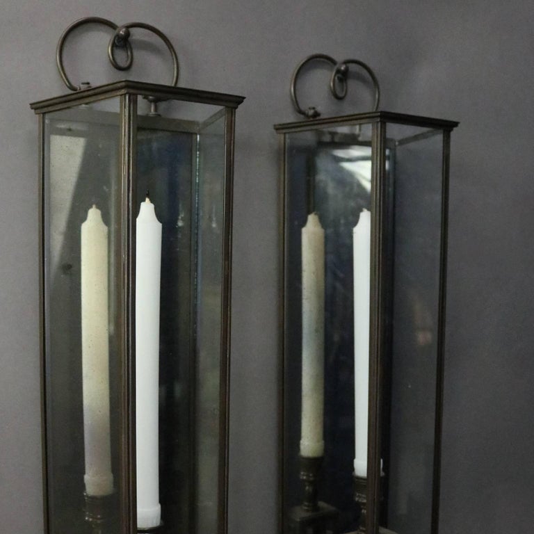 Pair of Vintage Bronze Colonial Williamsburg Style Candle Wall Sconces ...