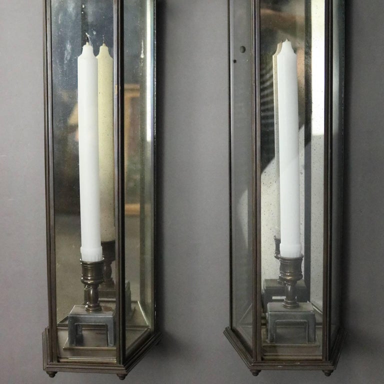 Pair of Vintage Bronze Colonial Williamsburg Style Candle Wall Sconces ...