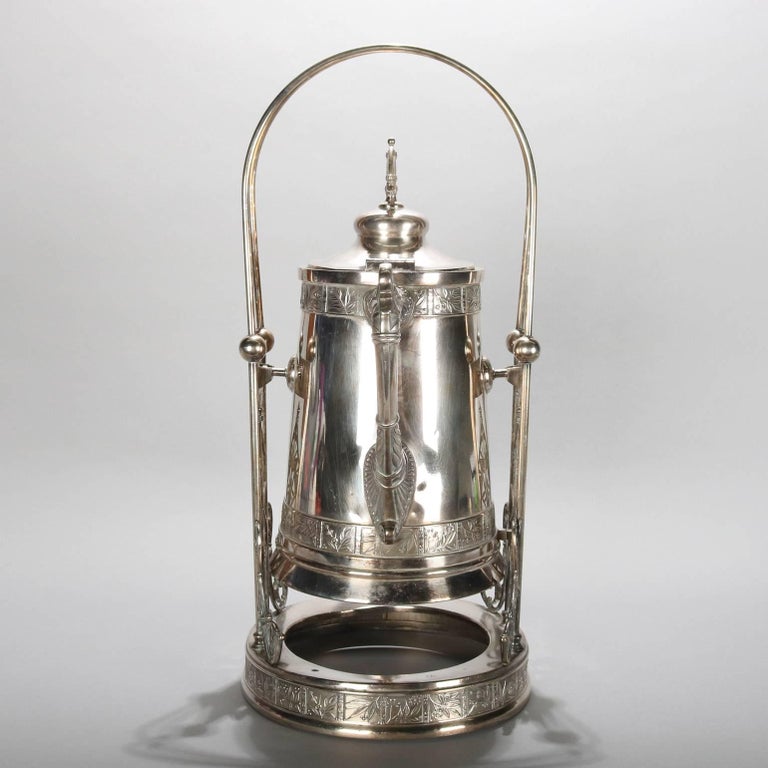 Antique Pairpoint Embossed Silver Plate Tilting Beverage Pitcher with ...