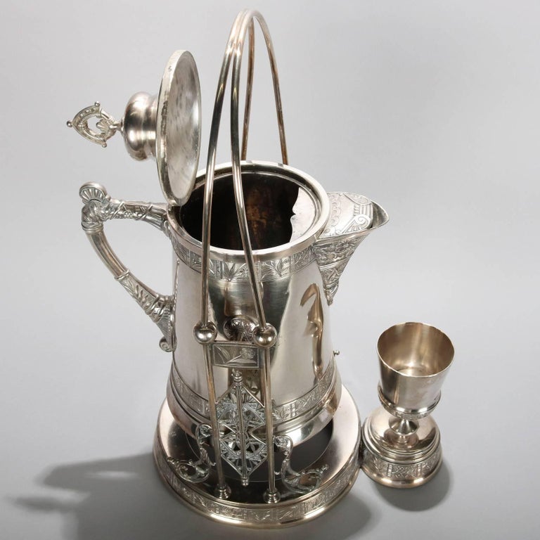 Antique Pairpoint Embossed Silver Plate Tilting Beverage Pitcher with ...