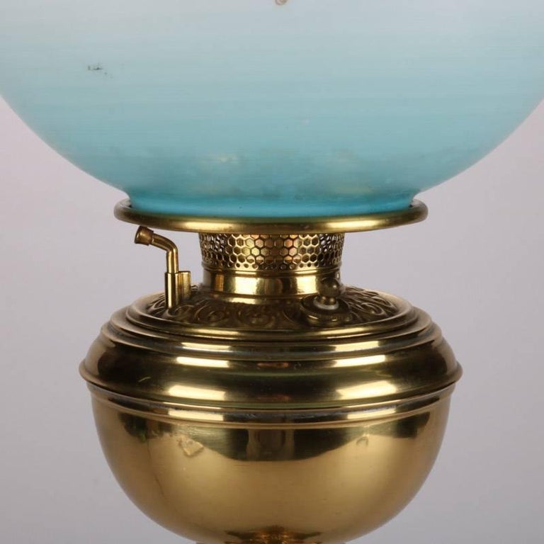 Antique Brass Gone with the Wind Table Lamp with Hand-Painted Globe at ...