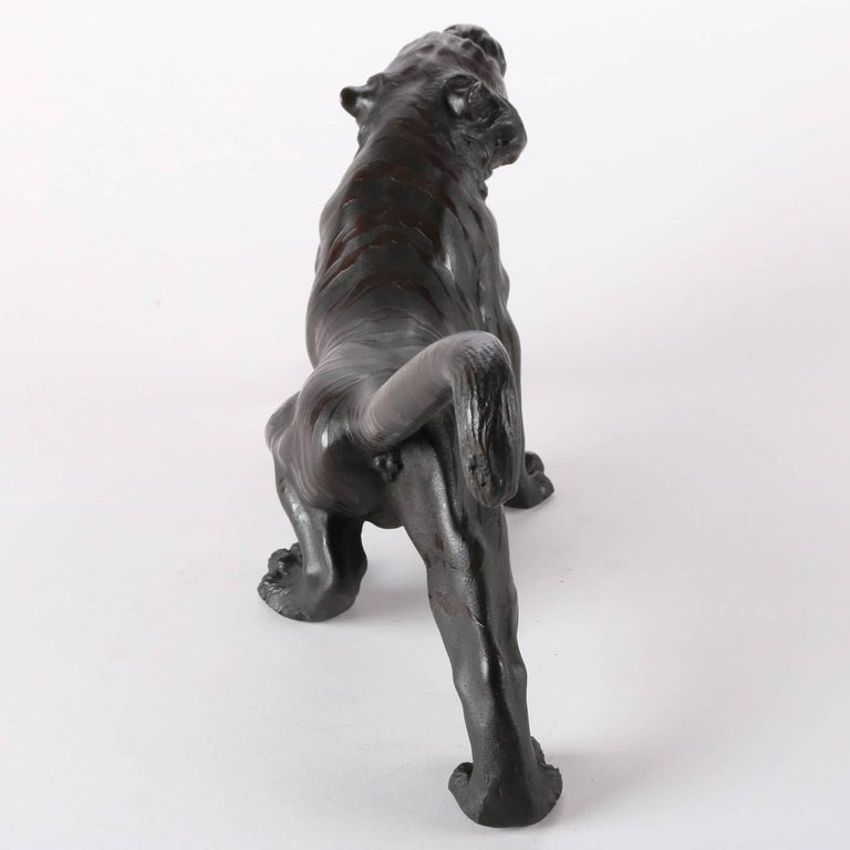 Antique Japanese Meiji Bronze Stalking Tiger Statue, Chop Mark Signed ...