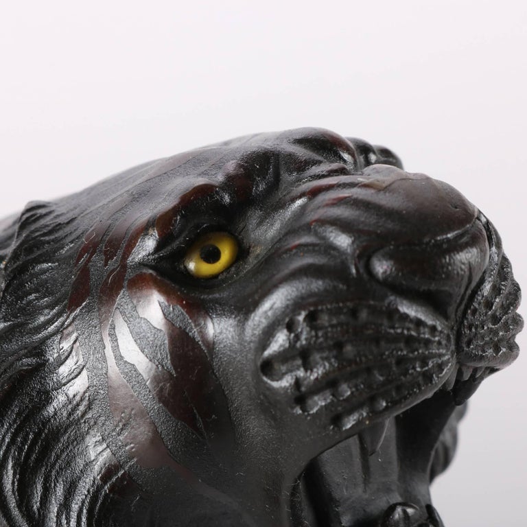 Antique Japanese Meiji Bronze Stalking Tiger Statue, Chop Mark Signed ...