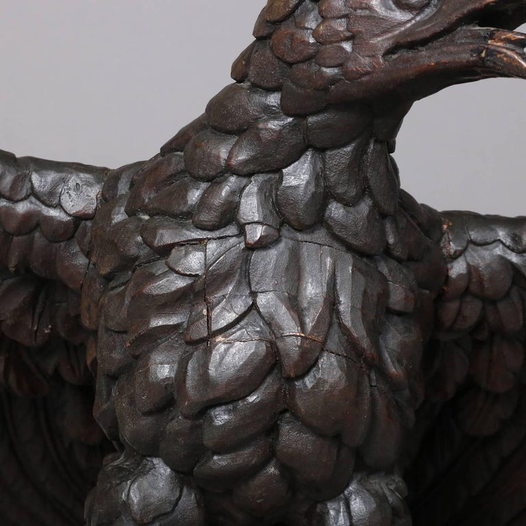 Oversized Antique 19th Century Americana Folk Art Hand-Carved Oak Eagle ...