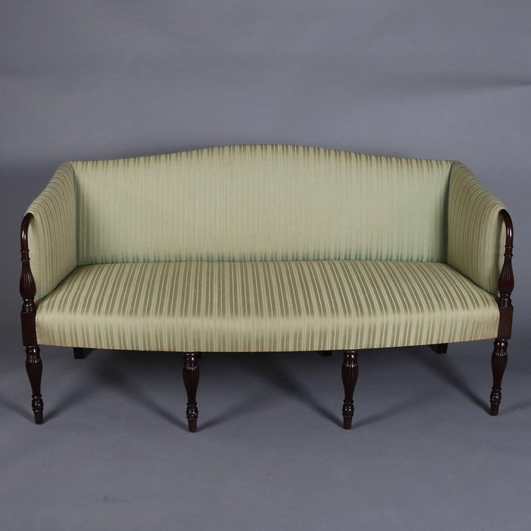 Antique Sheraton Mahogany Camel Back Upholstered Sofa, 20th Century at ...