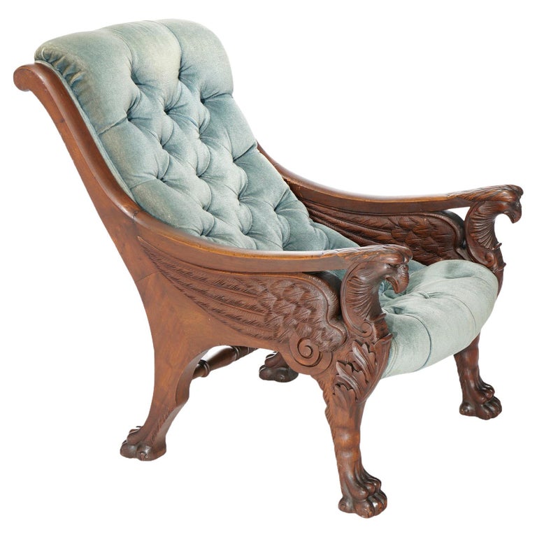 Antique Victorian Carved Mahogany Figural Winged Griffin Lolling Chair ...