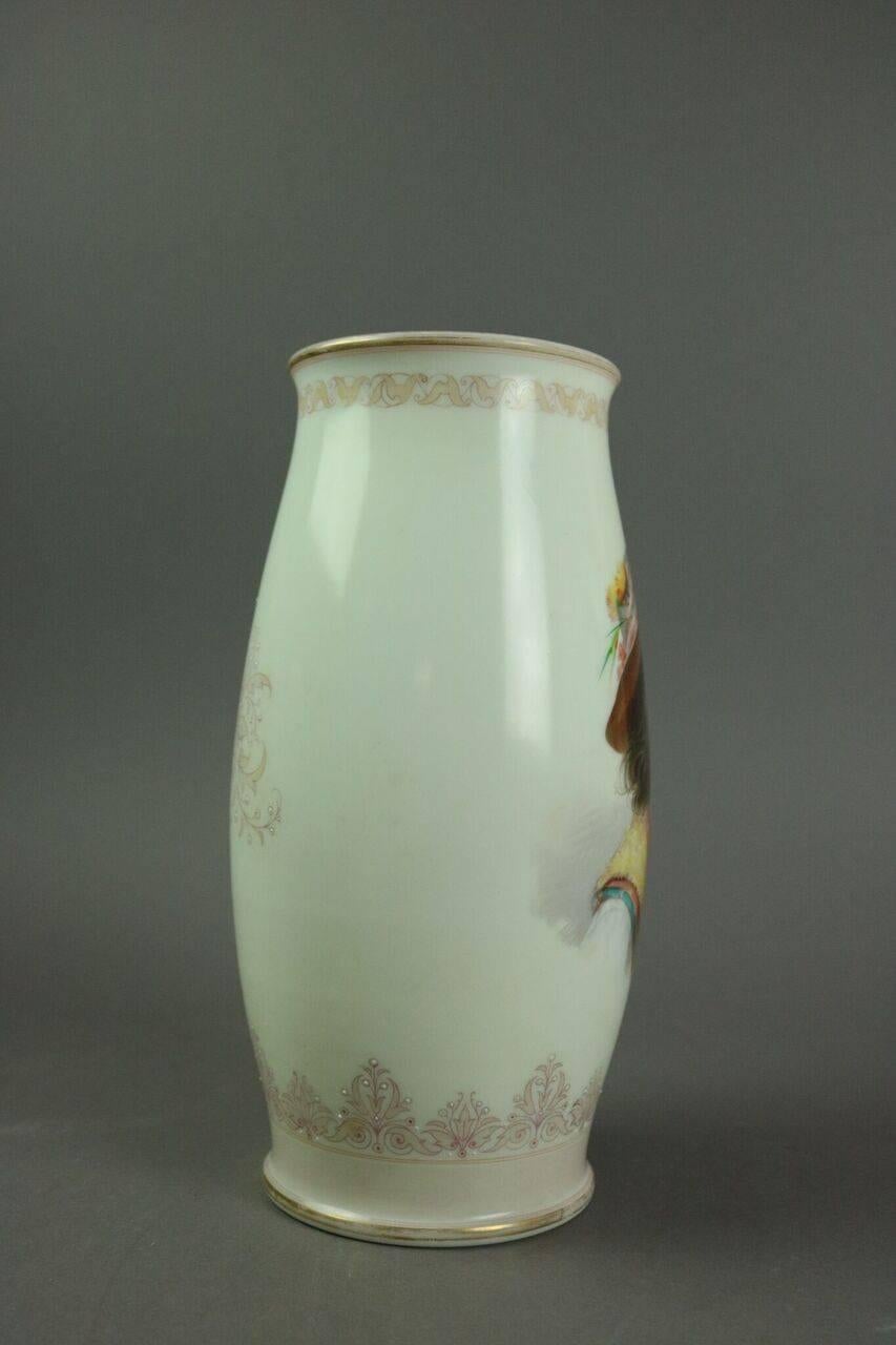 Antique Baccarat School Opaline Portrait Vase Hand Painted by Joseph ...
