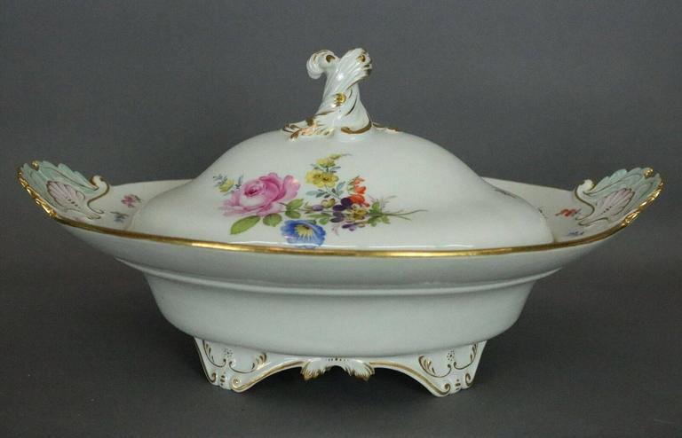 56 Piece Antique Hand-Painted Meissen Dinnerware, Flowers and Insects ...