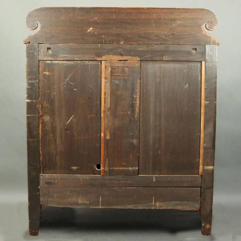 Antique American Empire Flame Mahogany Heavily Carved Jackson Press ...