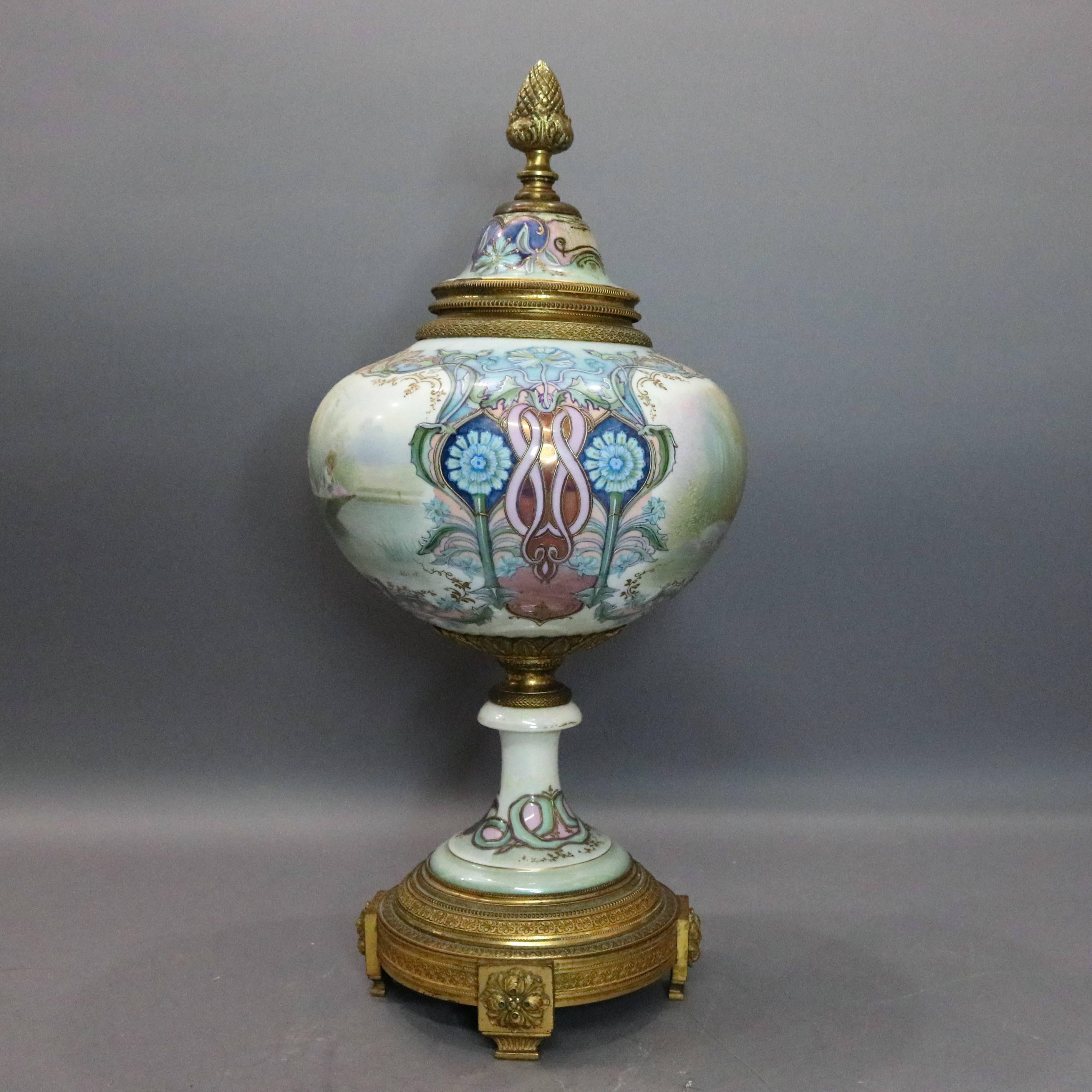 Antique French Sevres Hand-Painted Porcelain and Bronze Urn, Signed ...