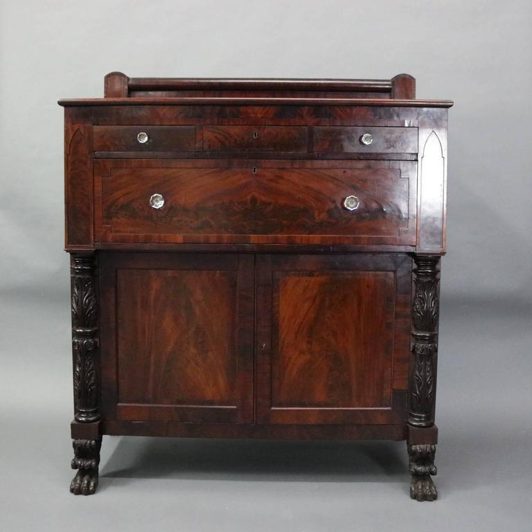 Antique Carved Flame Mahogany Jackson Press Sideboard or Linen Press ...