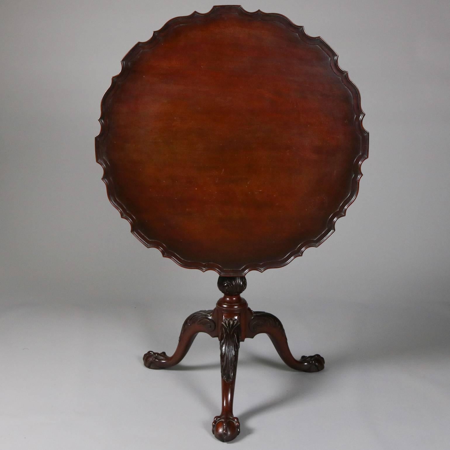 Antique American Chippendale Carved Mahogany Pie Crust Tilt-Top Table ...