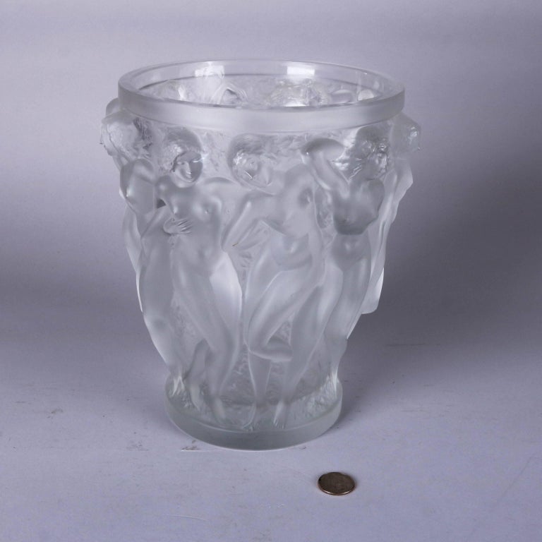 Lalique Crystal "Bacchantes" Vase, High Relief of Women in Dance, 20th ...