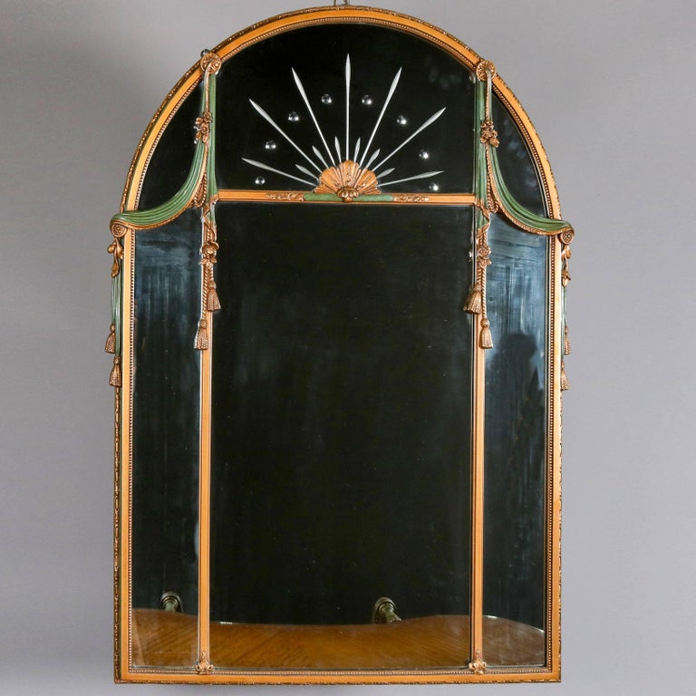 Antique Adam Style Classical Painted and Gilt Satinwood Vanity Mirror ...