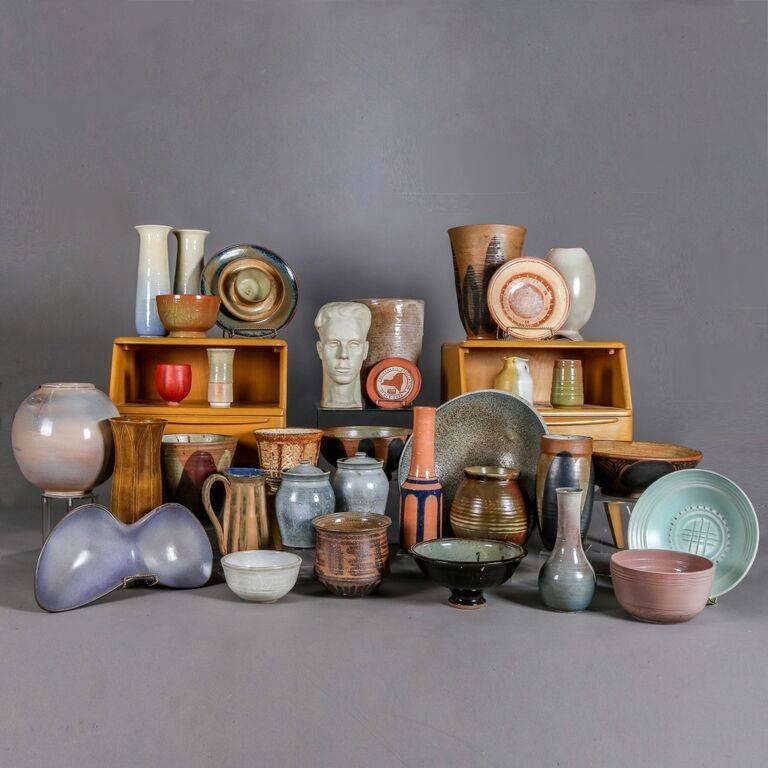 Mid-Century Modern Hand-Thrown and Banded Art Pottery Vessel by Randy ...