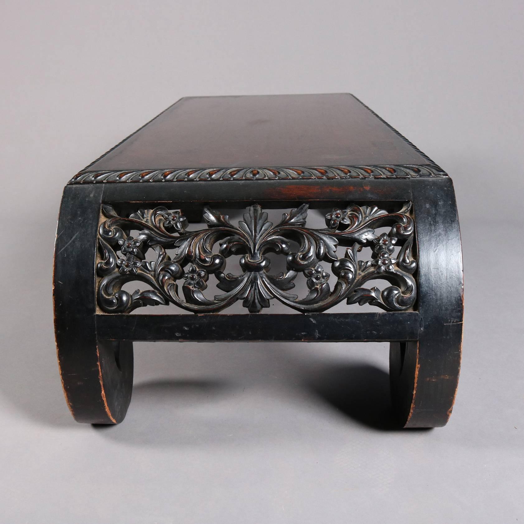Antique Chinese Heavily Carved and Ebonized Tea Table, 20th Century at ...