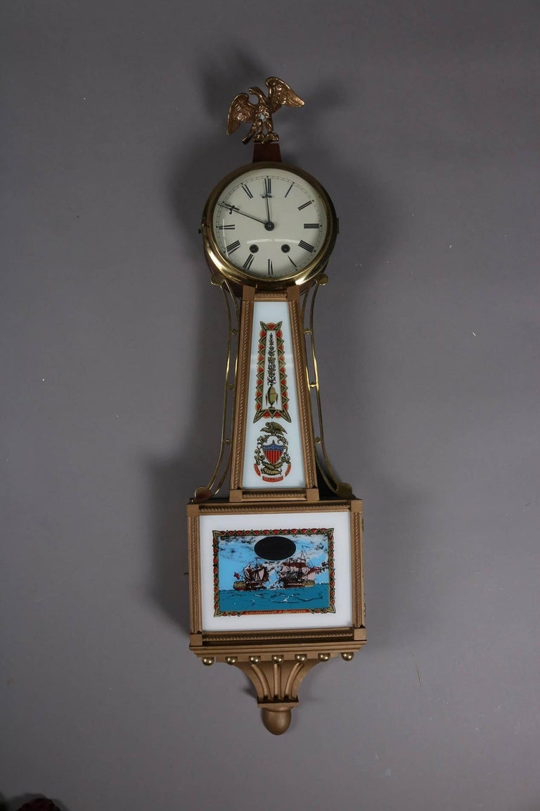 Federal Style Nautical Battle Scene Banjo Wall Clock by Aaron Willard ...