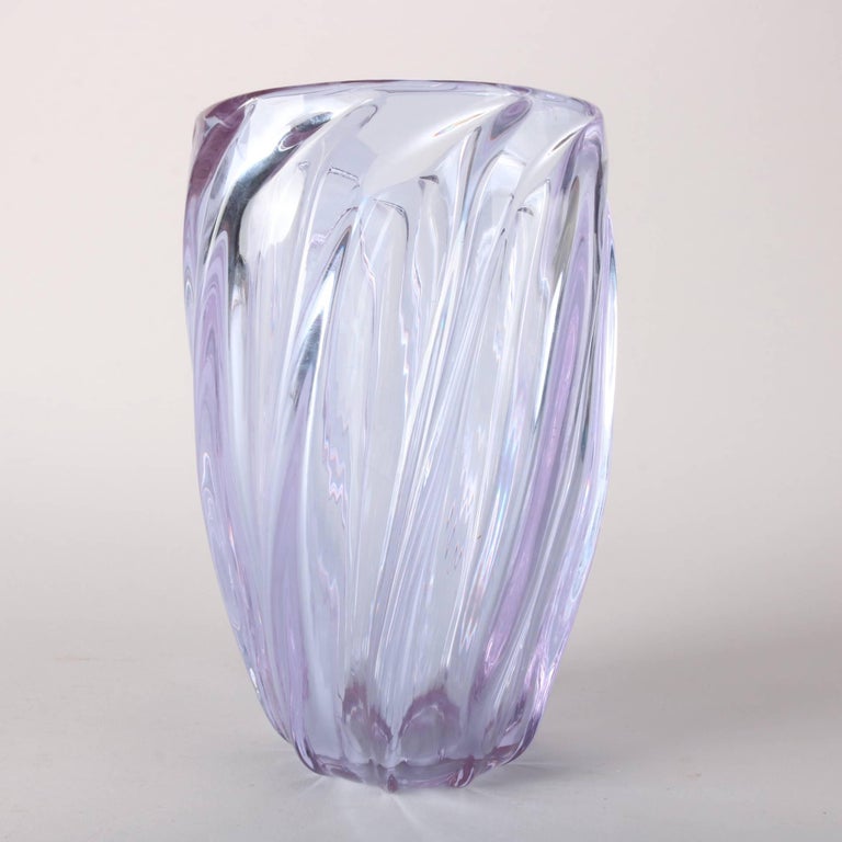 Antique French Baccarat School Lead Crystal Vase, Sky Blue, 20th ...