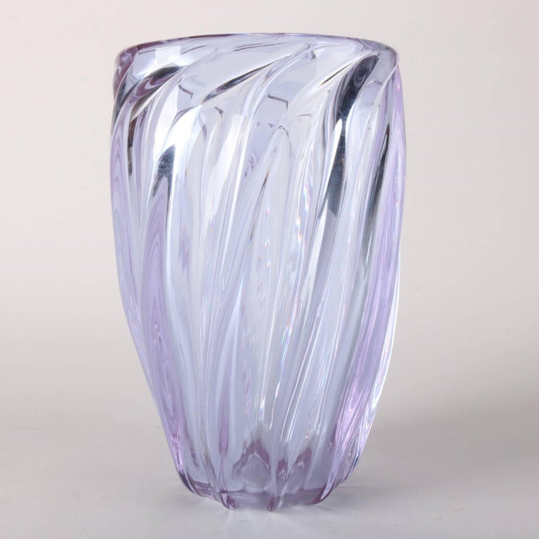 Antique French Baccarat School Lead Crystal Vase, Sky Blue, 20th ...