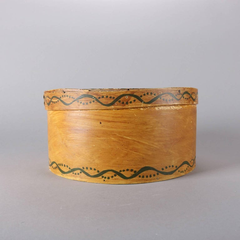 Antique Folk Art Grain and Paint Decorated Shaker Pantry Cheese Box ...
