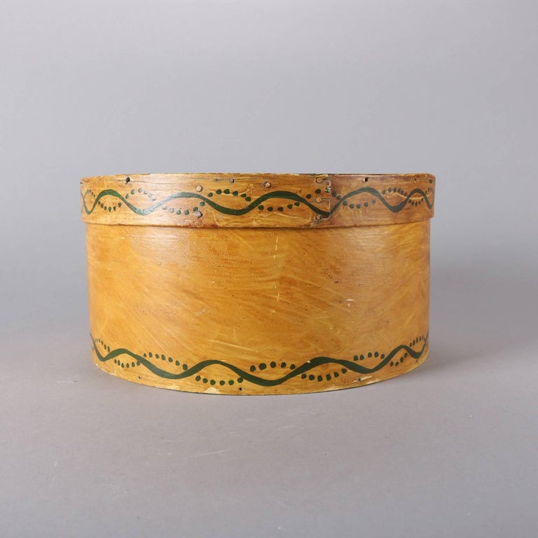 Antique Folk Art Grain and Paint Decorated Shaker Pantry Cheese Box ...