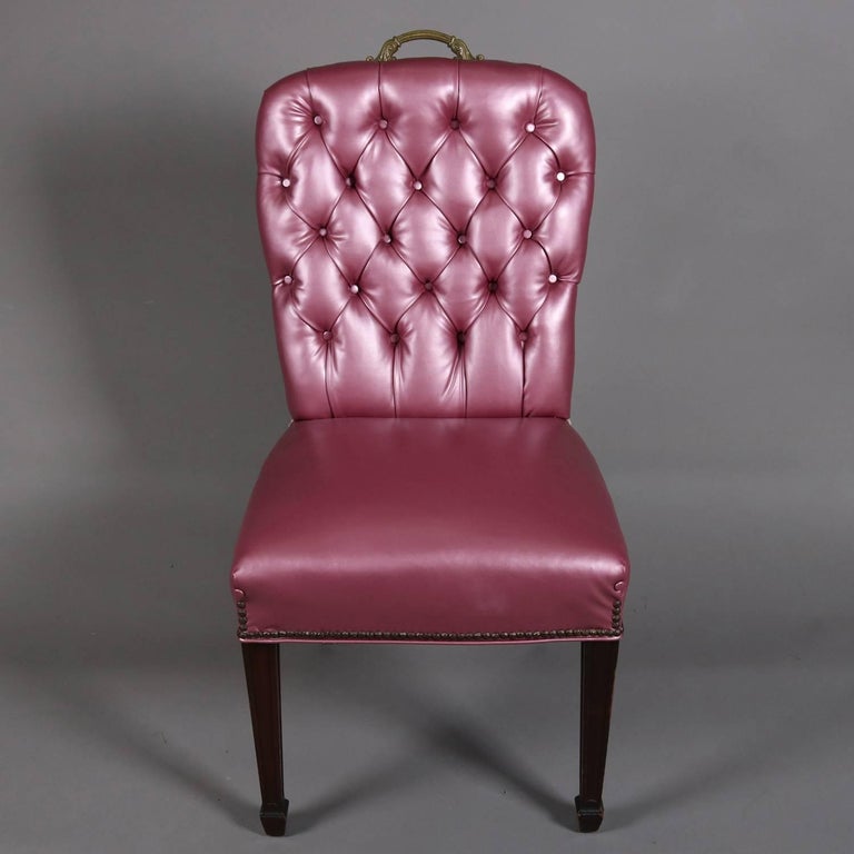 Set of Four Hollywood Regency Tufted Fuschia Upholstered Side Chairs at ...