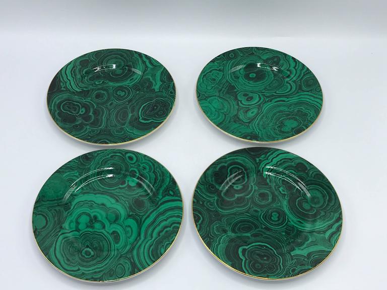 1980s Neiman Marcus Malachite Dessert Plates, Set of Four at 1stDibs