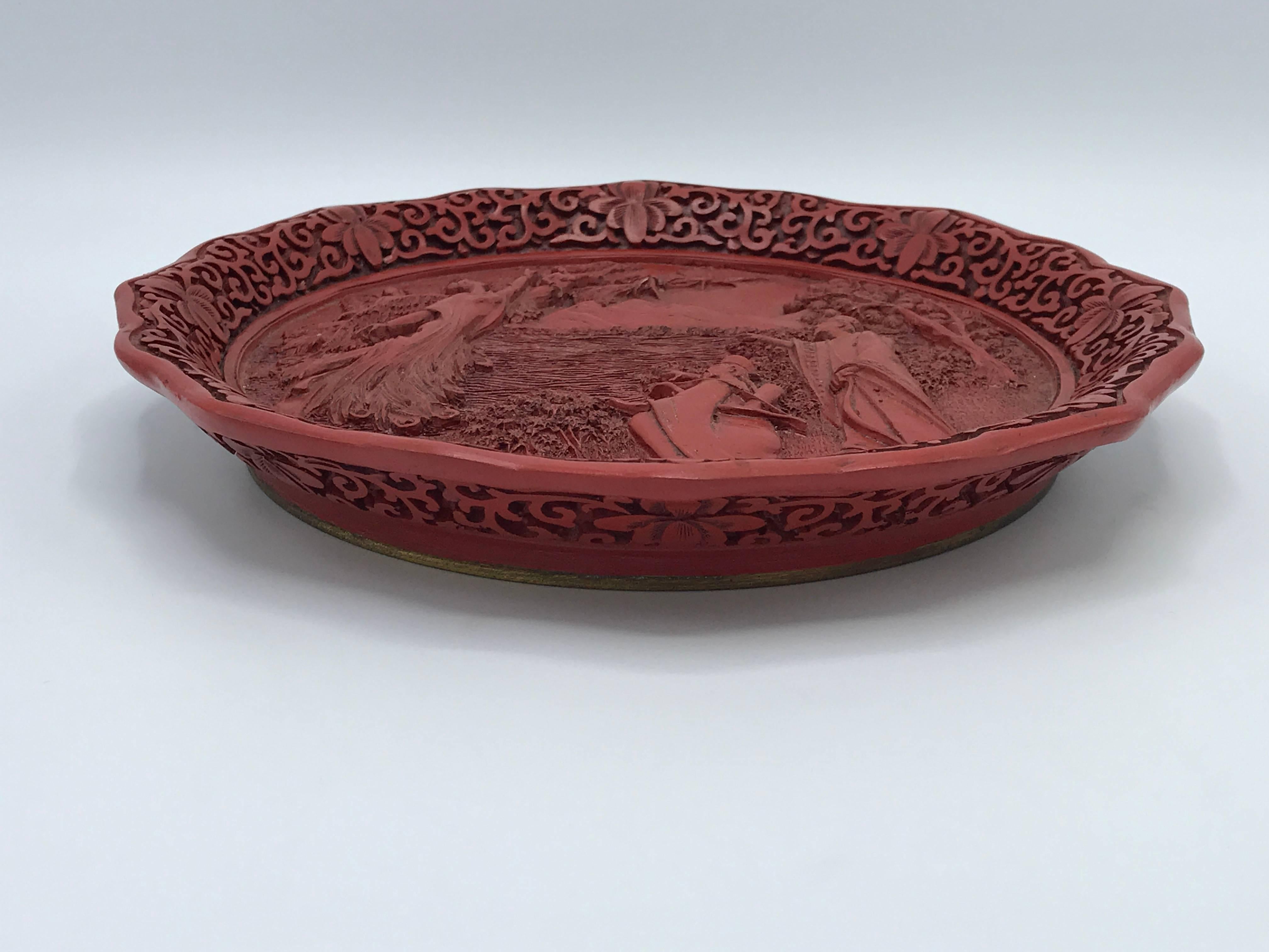 1980s Cinnabar 'Dance of the Peacock Maidens' Plate at 1stDibs