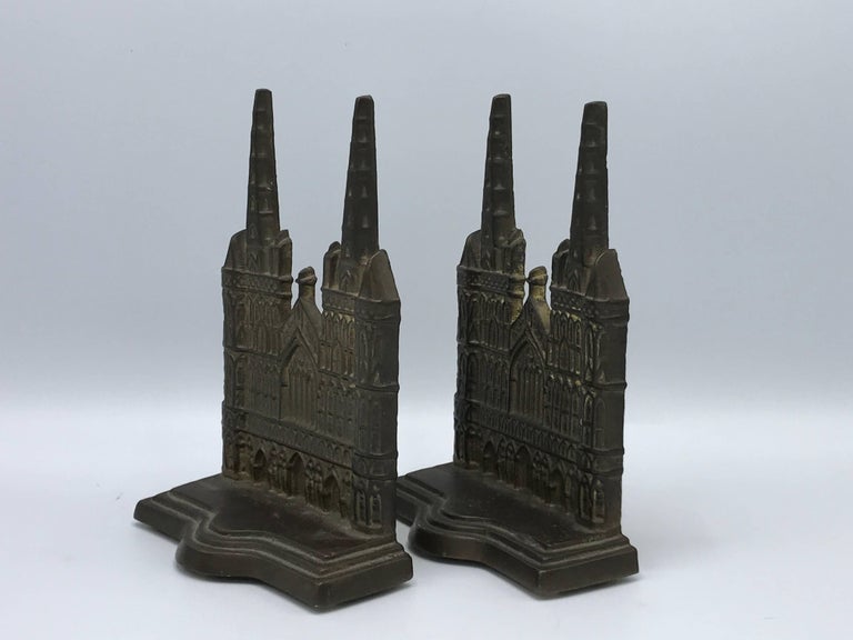 Bronze Litchfield Cathedral Church Bookends, Pair, 1960s at 1stDibs