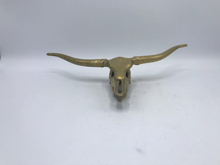 1960s Brass Cow Skull Wall Hanging Sculpture For Sale at 1stdibs