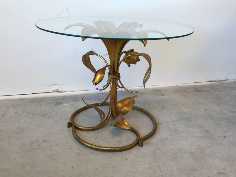 1950s Italian Arthur Court Style Gilded Lily Table at 1stdibs
