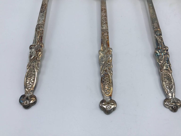 1960s Set of Eight Silver Plate Dragon Spoons and Spoon Rests at 1stDibs