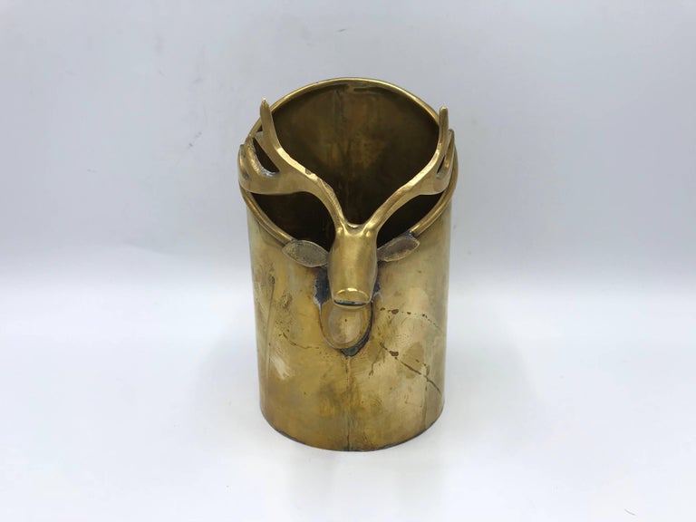 1970s Brass Wine Chiller with Deer Sculpture at 1stDibs | deer chiller
