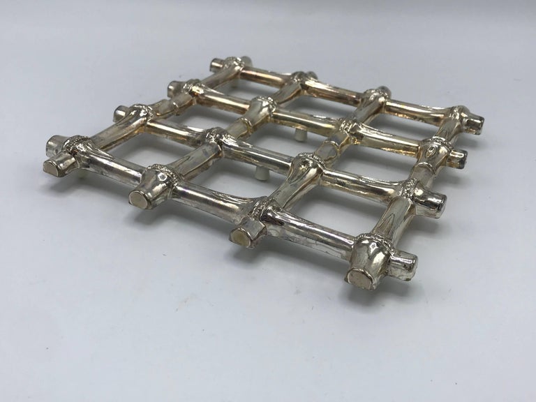 1970s Italian Faux Bamboo Silver Metal Expandable Trivet at 1stDibs ...