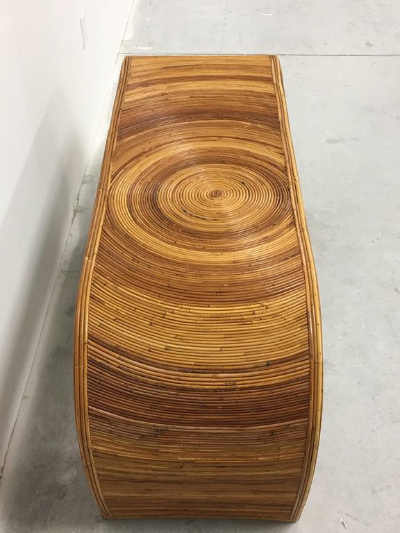 1970's Gabriella Crespi Style Curved Rattan Console Table at 1stDibs