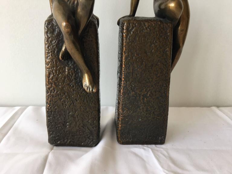 1920s Art Deco Bronze Nude Male and Female Bookends, Pair at 1stDibs