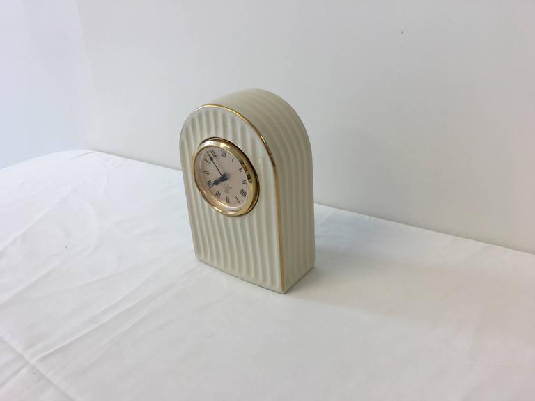 Lenox Porcelain Ivory Art Deco Style Clock with 24-Karat Gold Trim at ...