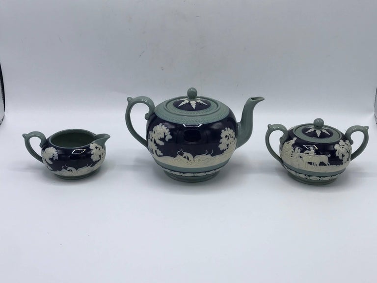 19th Century Copeland Spode Cobalt and White Hunting Scene Tea Set, Set ...