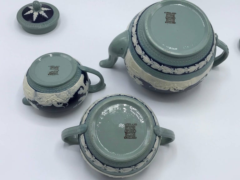 19th Century Copeland Spode Cobalt and White Hunting Scene Tea Set, Set ...