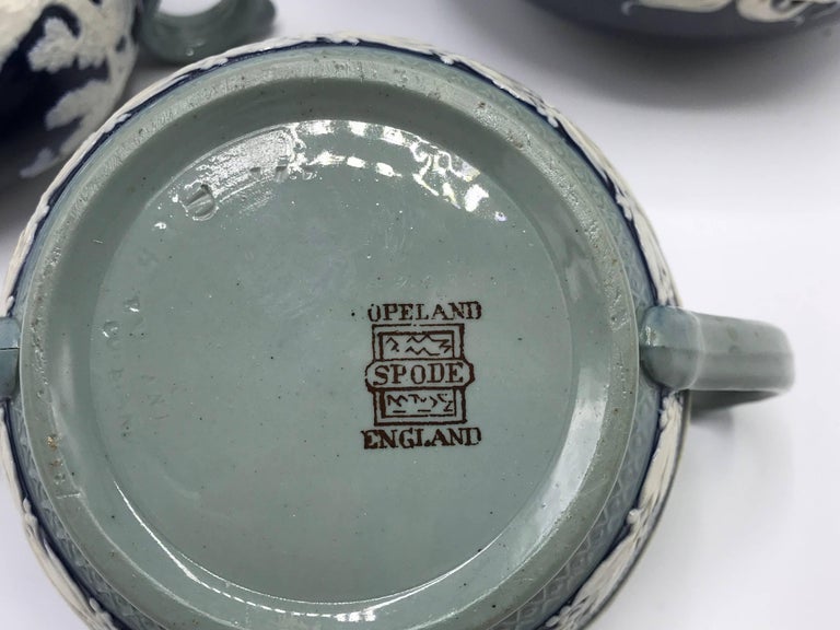 19th Century Copeland Spode Cobalt and White Hunting Scene Tea Set, Set ...