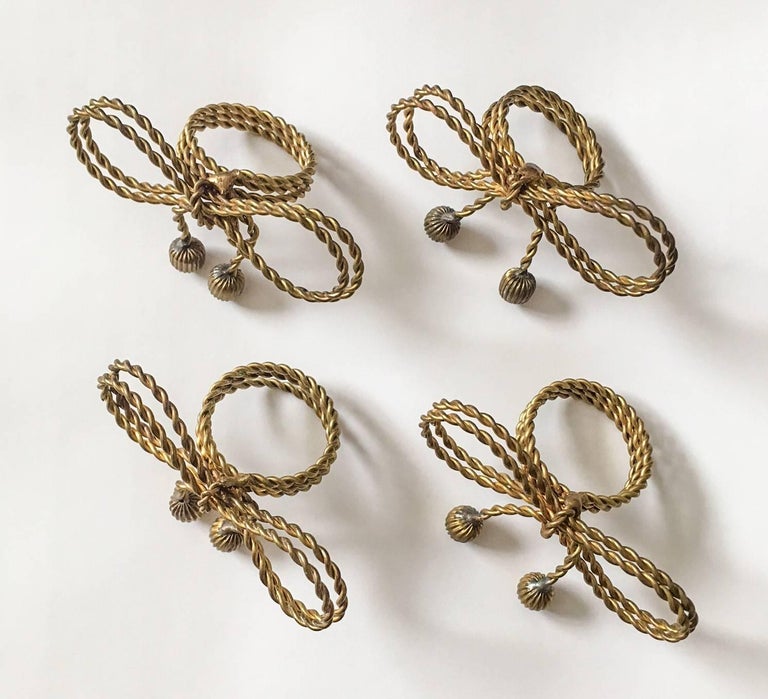1960s Italian Brass Rope Bow Napkin Rings, Set of Four at 1stDibs ...