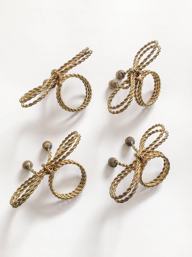1960s Italian Brass Rope Bow Napkin Rings, Set of Four at 1stDibs ...